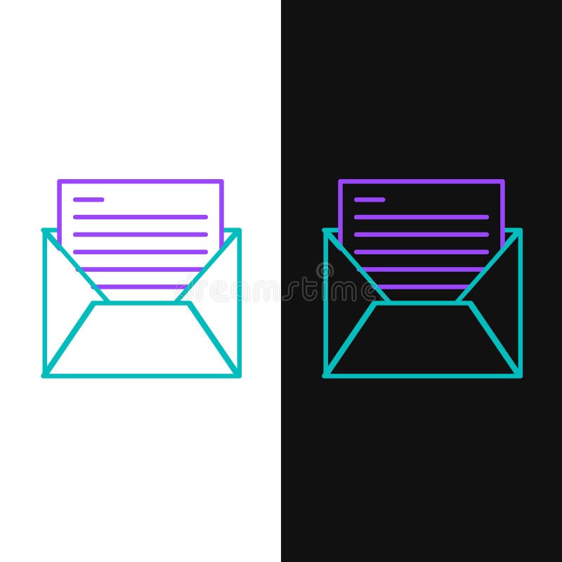 Line Mail and E-mail Icon Isolated on White and Black Background ...