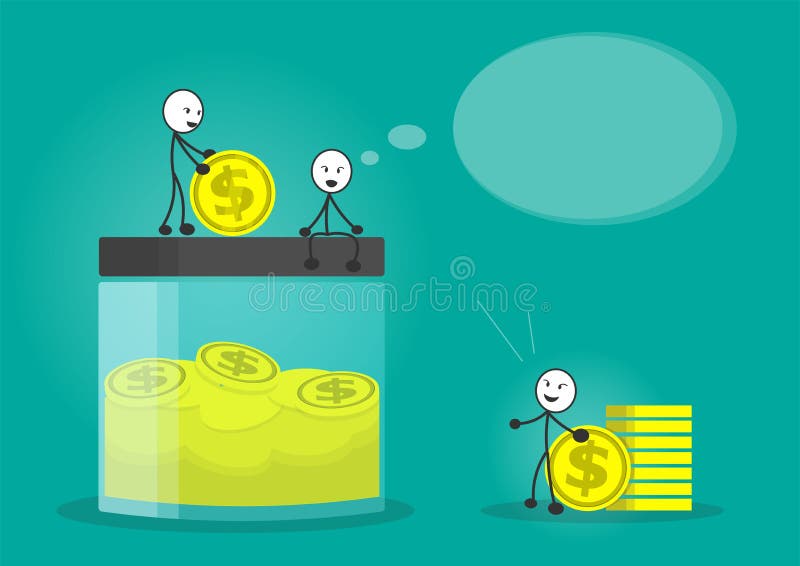 Line Man Saving Money Vector Stock Vector - Illustration of saving ...
