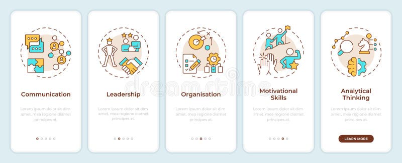 Line Manager Skills Onboarding Mobile App Screen Stock Illustration ...