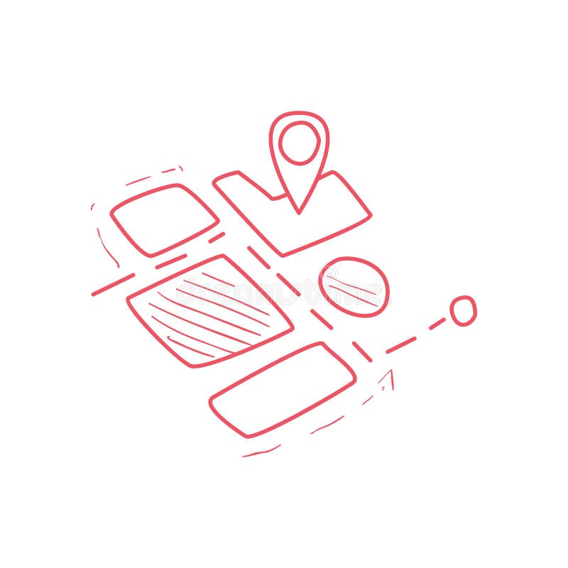 On-line Map Part with Marked Destination Stock Vector - Illustration of ...