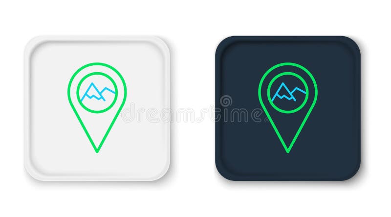 Line Map Pointer with Mountain Icon Isolated on White Background ...