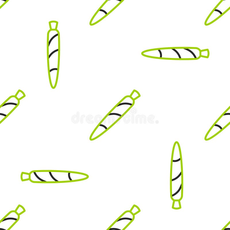 Line Marijuana Joint, Spliff Icon Isolated Seamless Pattern on White ...