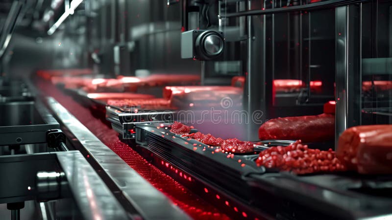 A Line of Meat Products Moving through a Meat Processing Facility for ...