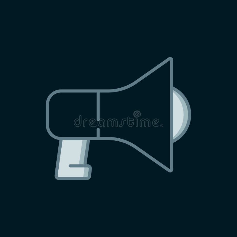 Line Megaphone Icon Isolated on Black Background. Speaker Sign. Flat ...