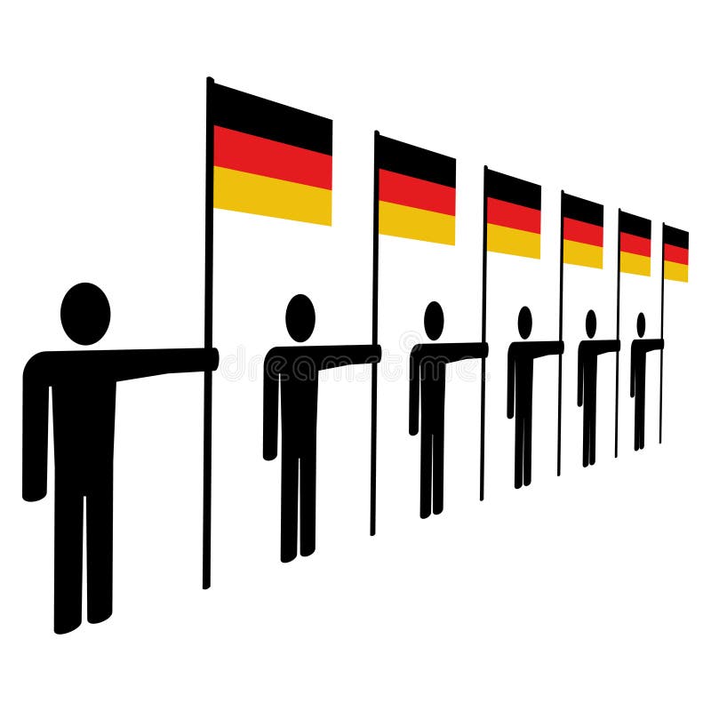 Line of Men with German Flags Stock Vector - Illustration of group ...