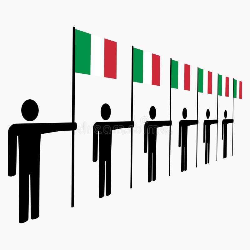 Line of Men with Italian Flags Stock Vector - Illustration of italian ...