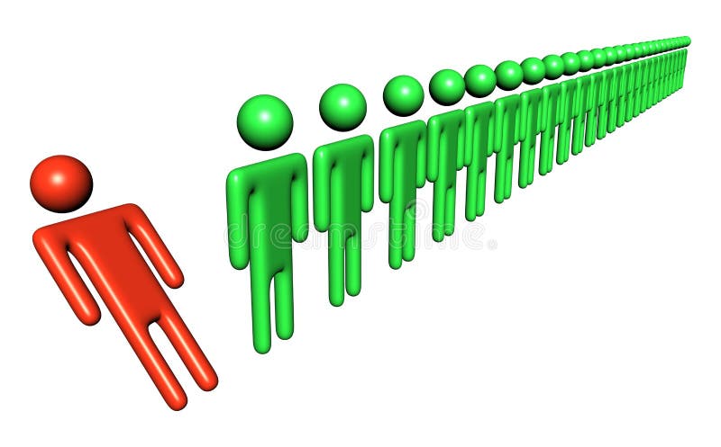 Line of Men with Red Man Falling Stock Illustration - Illustration of ...