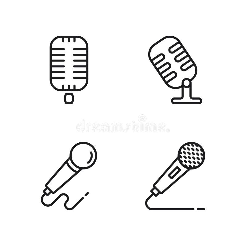 Line Microphone, Mic Mute Icon on White Background Stock Illustration ...