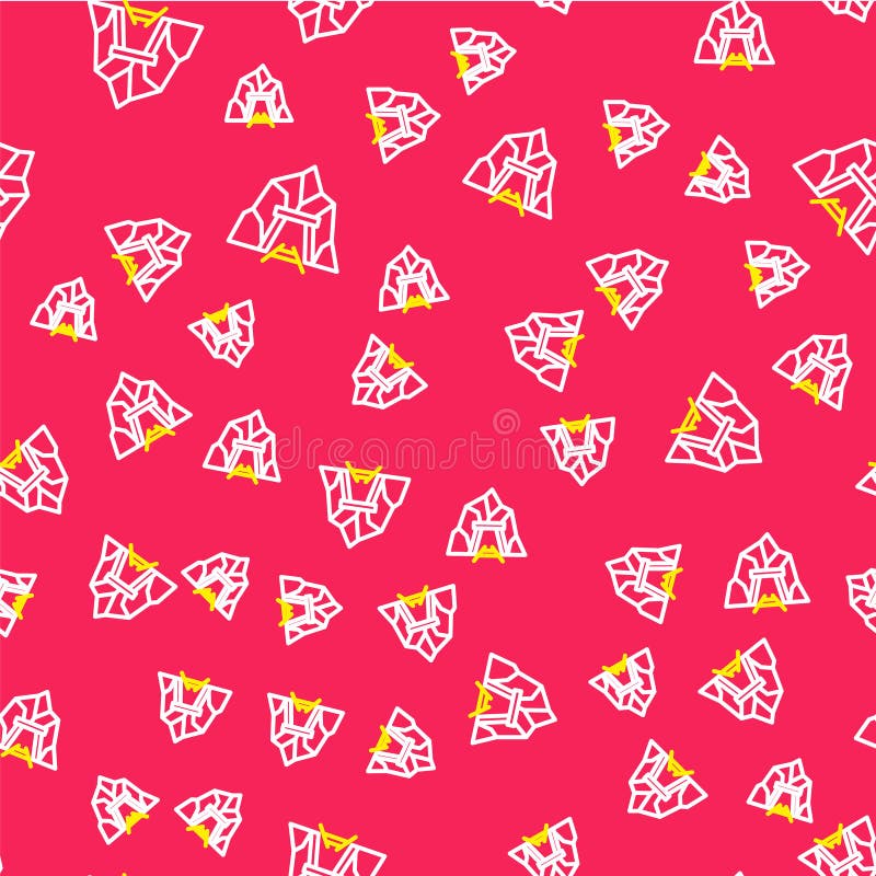 Line Mine Entrance Icon Isolated Seamless Pattern on Red Background ...