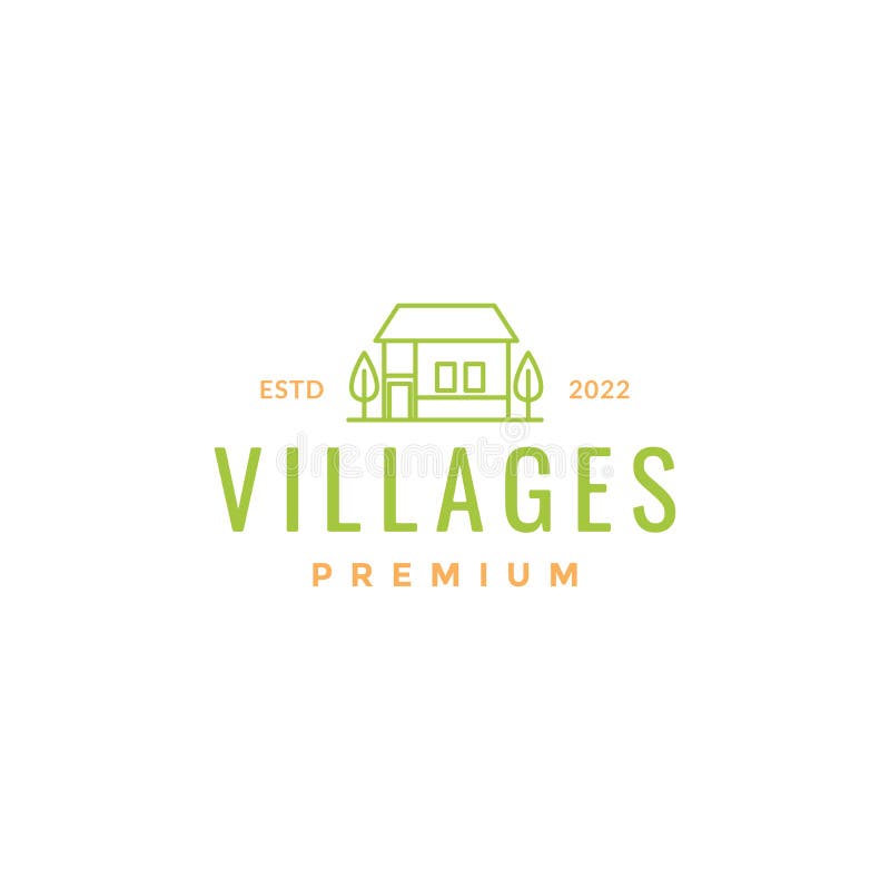 Line Minimalist Home Village Logo Design Stock Vector - Illustration of ...