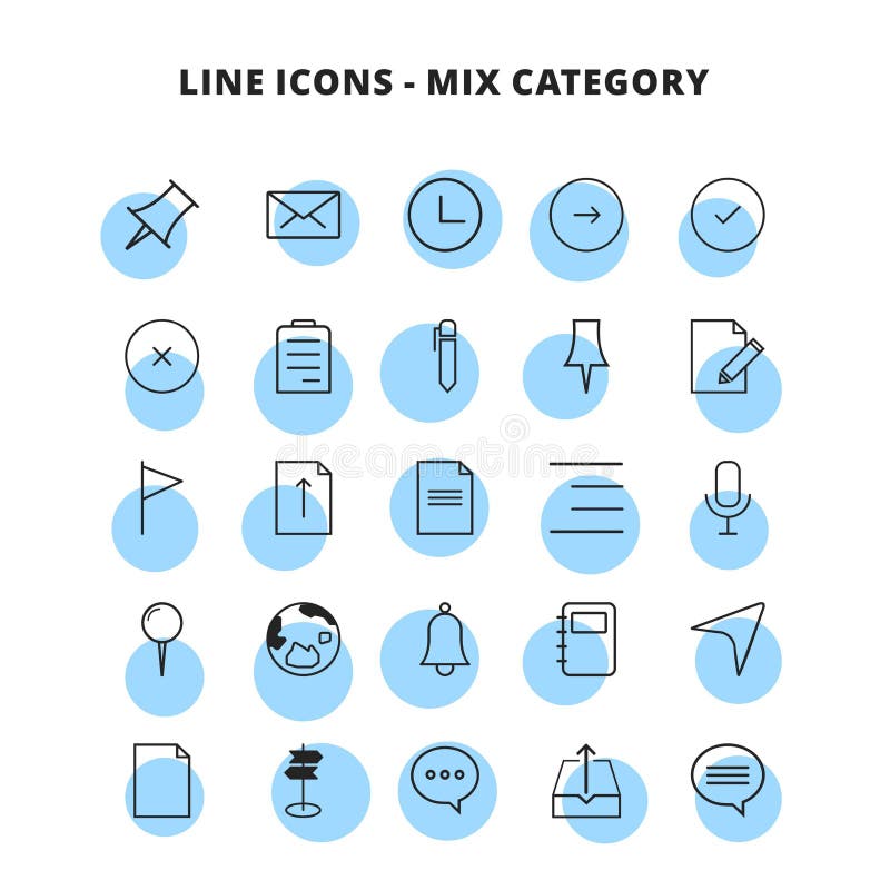 Line Mix Icons Set stock vector. Illustration of chat - 120627943