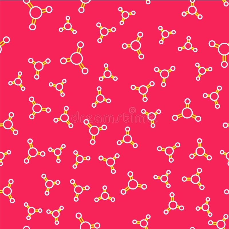 Line Molecule Icon Isolated Seamless Pattern on Red Background ...