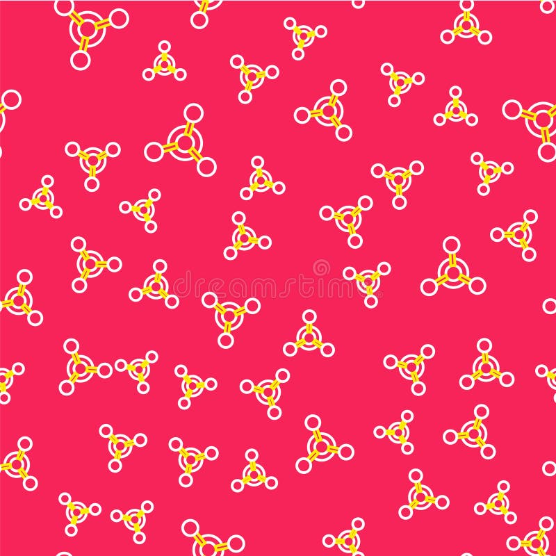Line Molecule Icon Isolated Seamless Pattern on Red Background ...