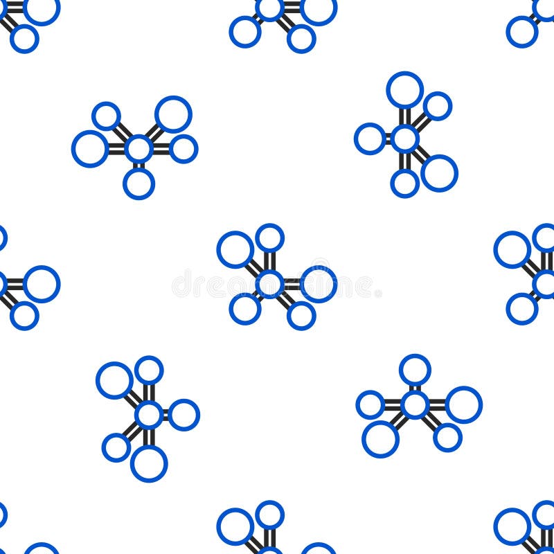 Line Molecule Icon Isolated Seamless Pattern on White Background ...