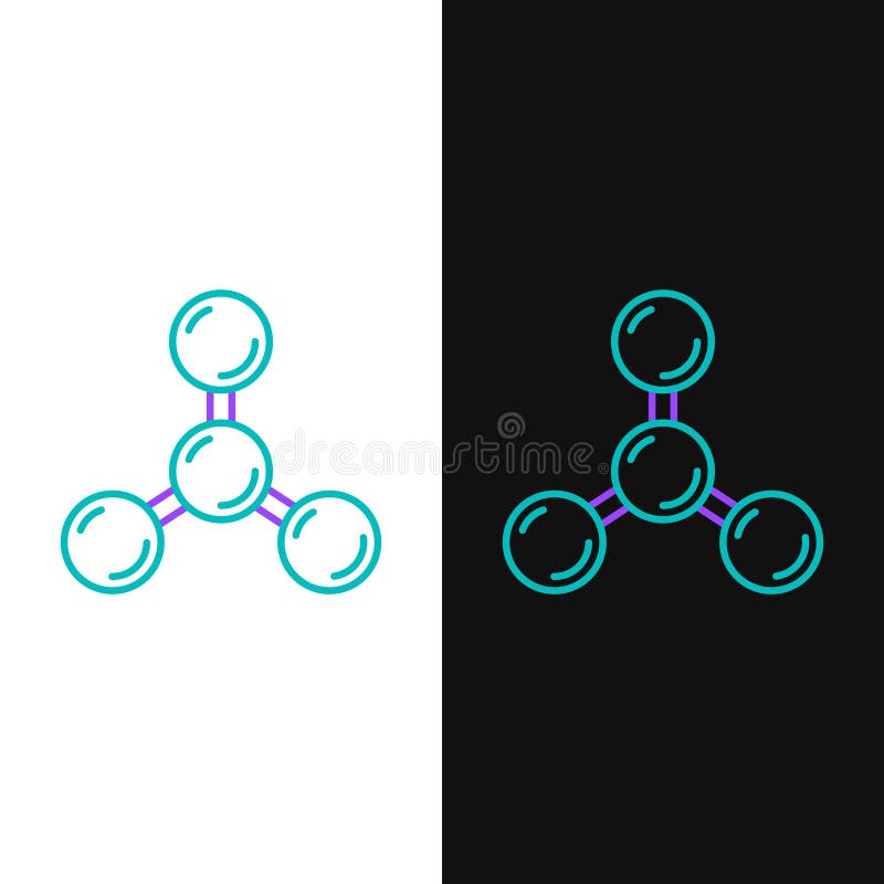 Line Molecule Icon Isolated on White and Black Background. Structure of ...