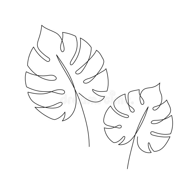 Line Monstera Leaf Art. One Continuous Line Art Decorative Monstera ...
