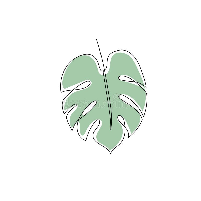 Line Monstera Leaf Art. One Continuous Line Art Decorative Monstera ...