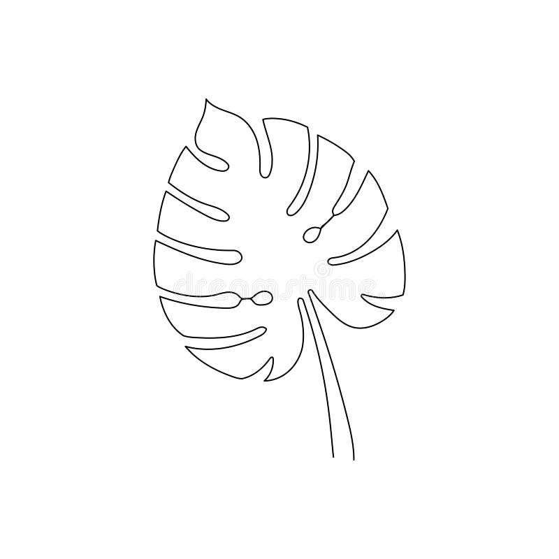 Line Monstera Leaf Art. One Continuous Line Art Decorative Monstera ...
