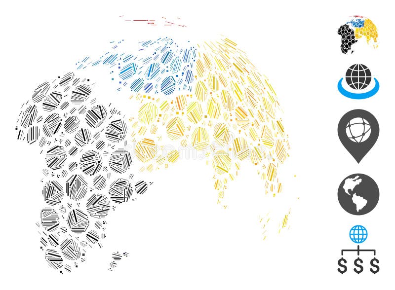 Line Mosaic Abstract Globe with Colored Dotted Continents Icon Stock ...