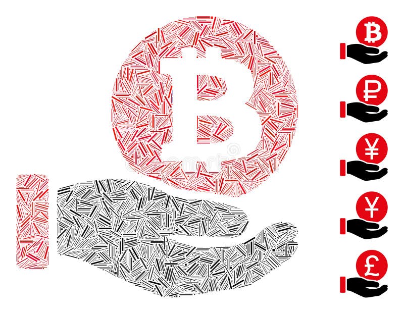 Line Mosaic Bitcoin Coin Payment Hand Stock Illustration - Illustration ...