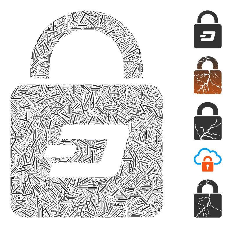 Line Mosaic Dash Lock Icon stock illustration. Illustration of admin ...