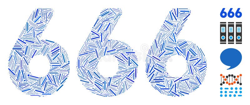 Line 666 Digits Text Icon Vector Mosaic Stock Illustration ...