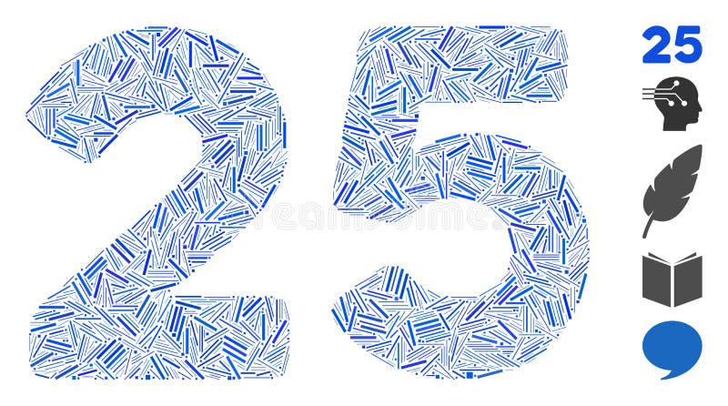 Line Mosaic 25 Digits Text Icon Stock Illustration - Illustration of ...