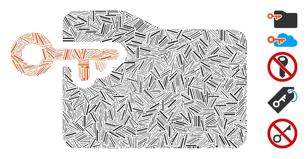 Line Mosaic Folder Access Key Icon Stock Illustration - Illustration of ...