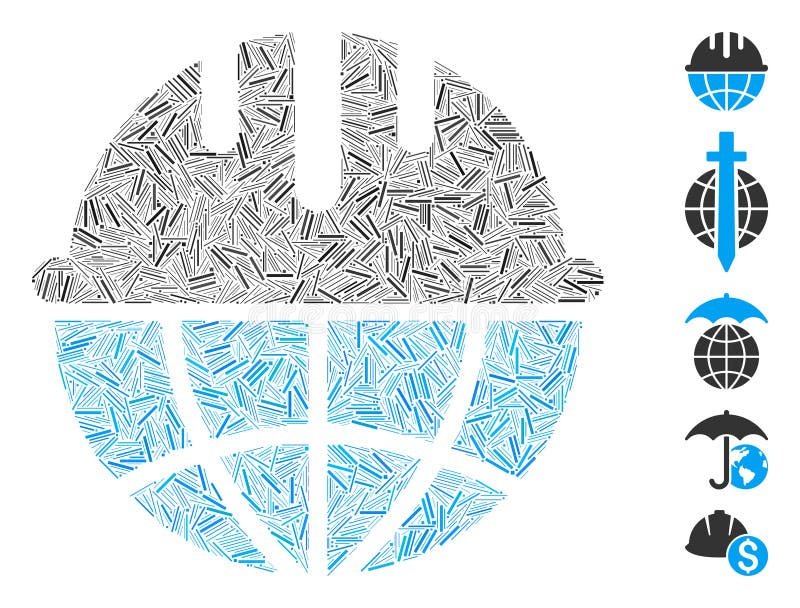 Line Mosaic Global Safety Helmet Icon Stock Image - Image of global ...
