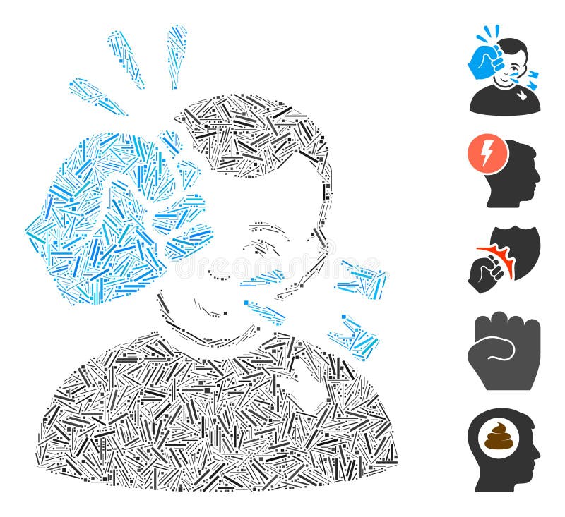 Line Mosaic Head Strike Icon Stock Illustration - Illustration of knock ...