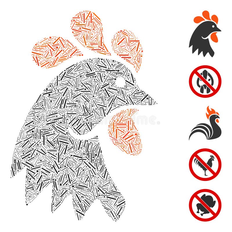 Linear Rooster Head Icon Vector Mosaic Stock Illustration ...