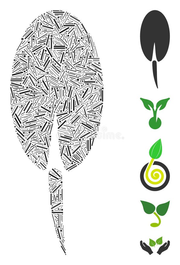 Line Mosaic Seed Root Icon stock illustration. Illustration of ecology ...