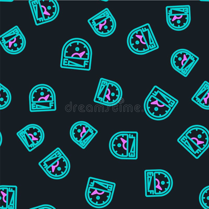 Line Motor Gas Gauge Icon Isolated Seamless Pattern On Black Background Empty Fuel Meter Full