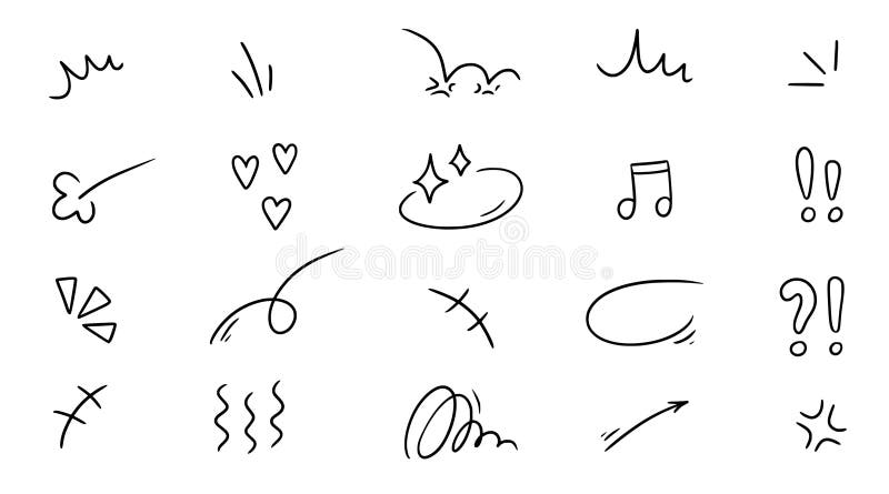 Line Movement Element, Emotion Effect Decoration Icon. Hand Drawn ...