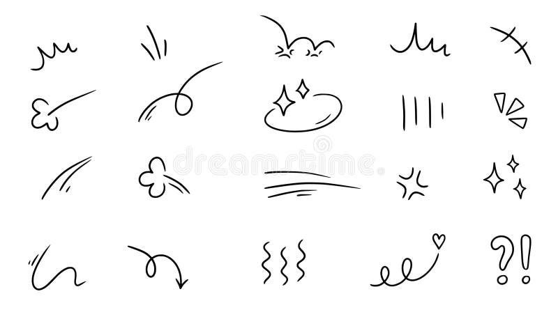 Line Movement Element, Emotion Effect Decoration Icon. Hand Drawn ...