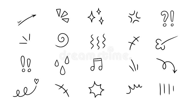 Line Movement Element, Emotion Effect Decoration Icon. Hand Drawn ...