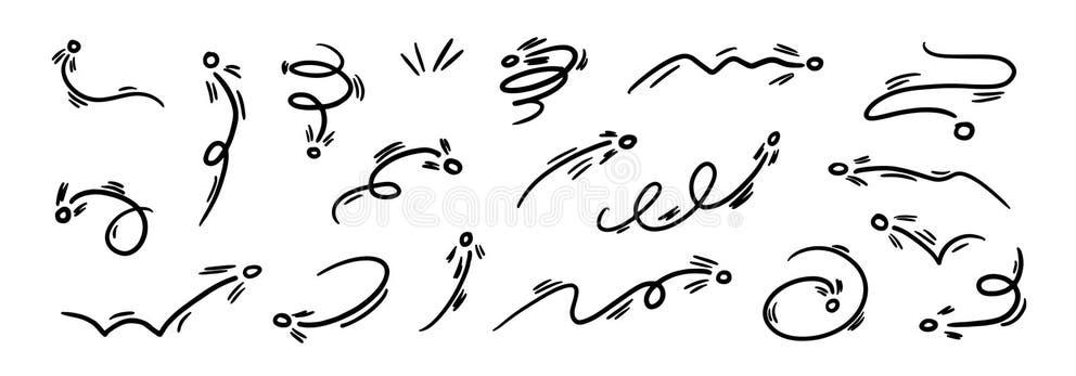 Line Movement Element Pen Vector Set. Chalk Scribble Pointer Shapes ...