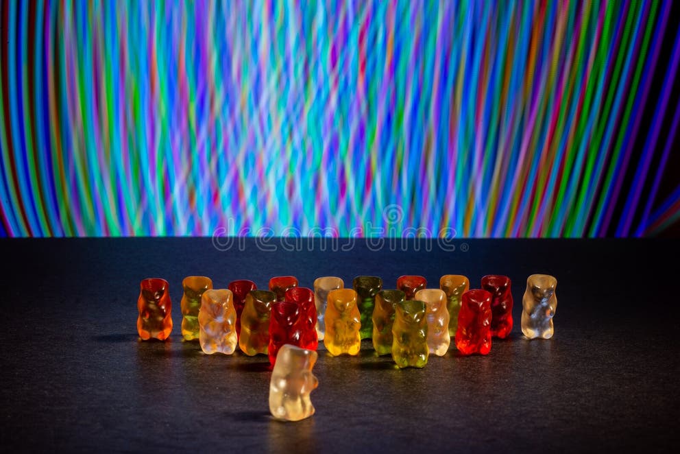 A Line of Multi-colored Bears Made of Gelatin Editorial Stock Image ...