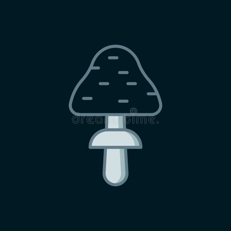 Line Mushroom Icon Isolated on Black Background. Flat Filled Outline ...