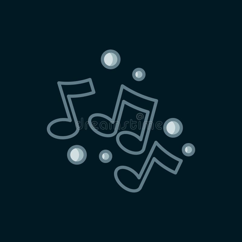 Line Music Note, Tone Icon Isolated on Black Background. Flat Filled ...