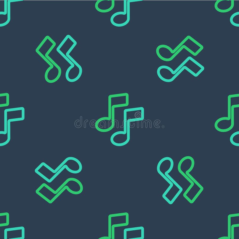 Line Music Note, Tone Icon Isolated Seamless Pattern on Blue Background ...
