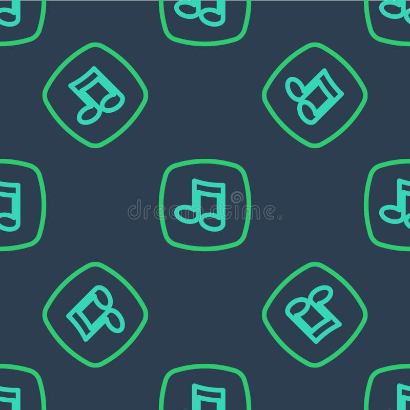 Line Music Note, Tone Icon Isolated Seamless Pattern on Blue Background ...