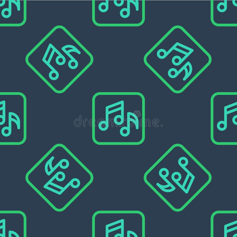 Line Music Note, Tone Icon Isolated Seamless Pattern on Blue Background ...