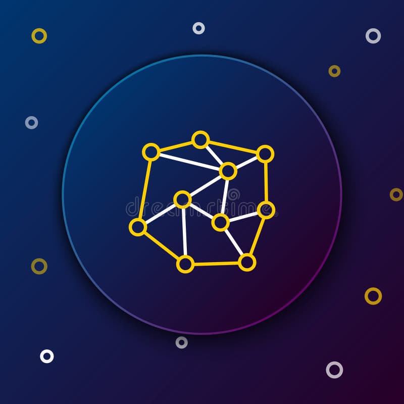 Line Neural Network Icon Isolated on Blue Background. Artificial ...