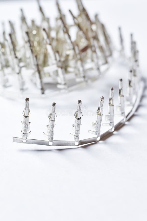 Line of New Silver Tinned External PCB Angular Connectors Placed on ...