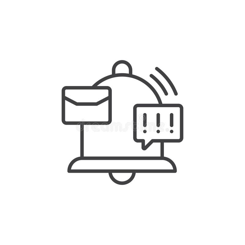 Line Notification Icon Vector with Email and Exclamation Mark Stock ...