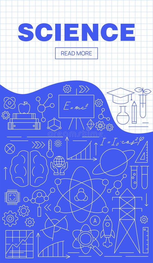 Science Flyer Design with Microscope, Rocket, Satellite Watercolor ...