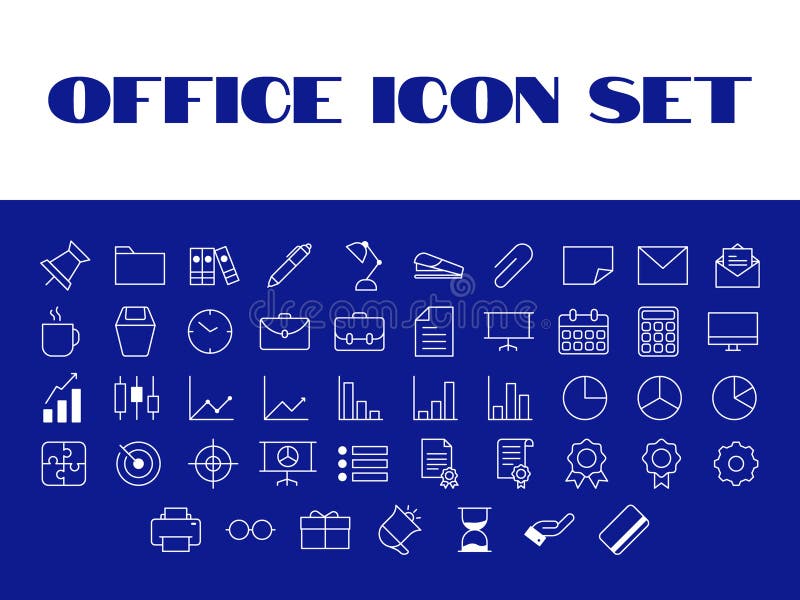 Line Office Icons Set Vector Office Business Illustration Icons Set ...