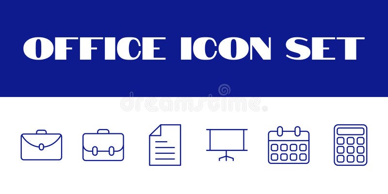 Line Office Icons Set Vector Office Business Objects Illustration Icons ...