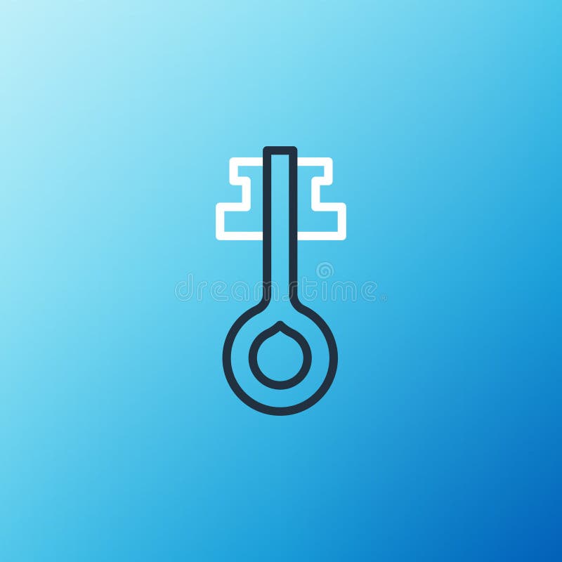 Line Old Magic Key Icon Isolated on Blue Background. Colorful Outline ...